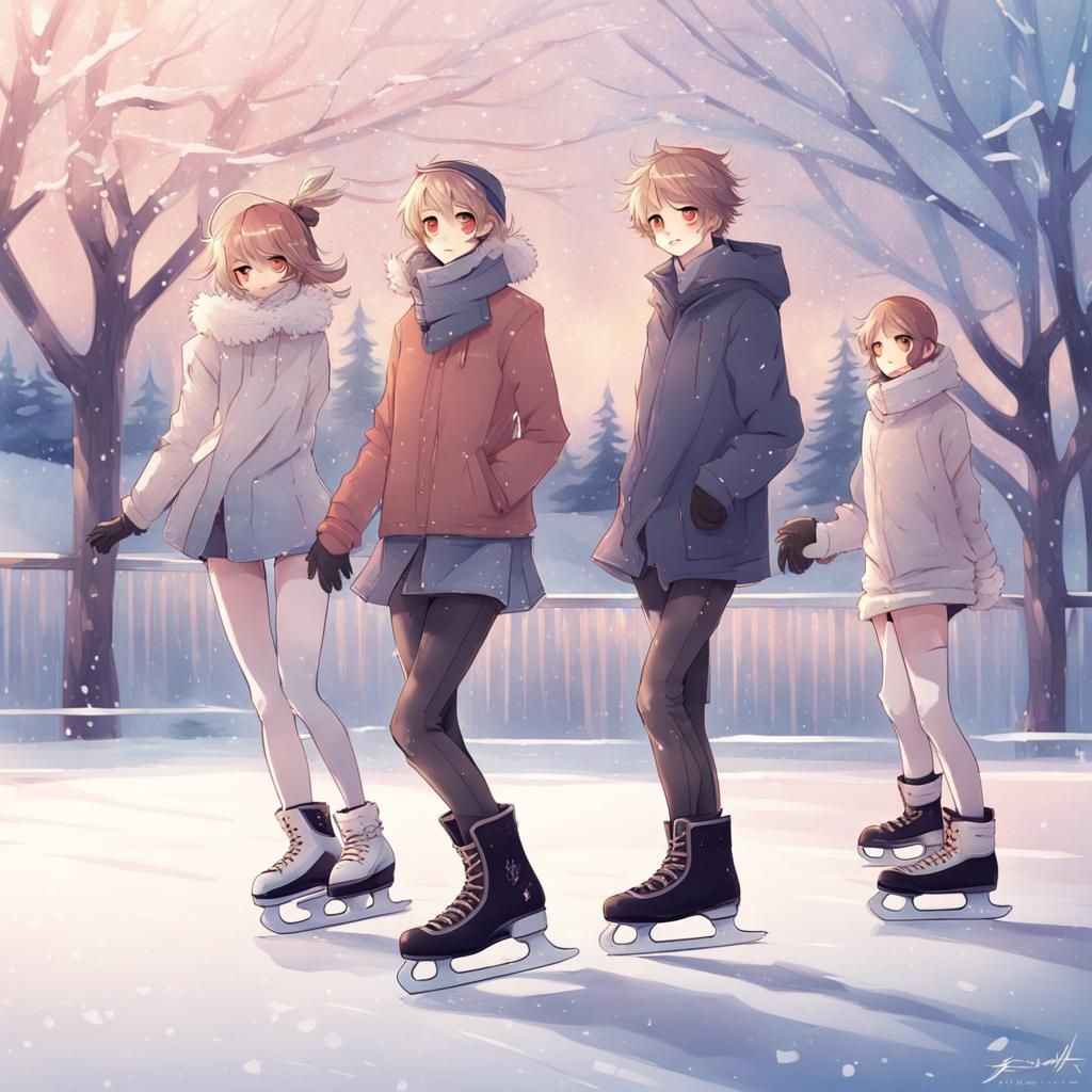 Ice skating with friends - AI Generated Artwork - NightCafe Creator