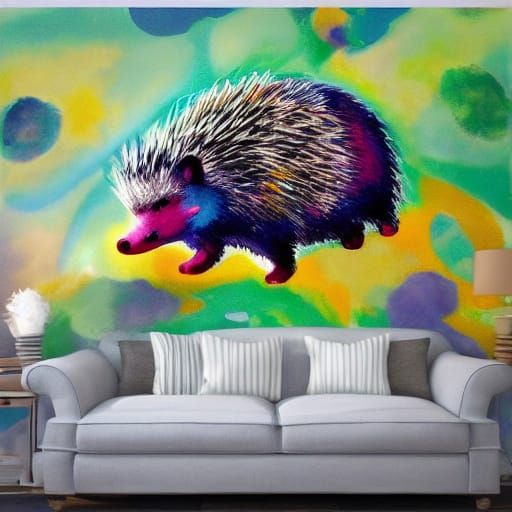 Surrealist Hedgehog in Ephemeral Mist - AI Art