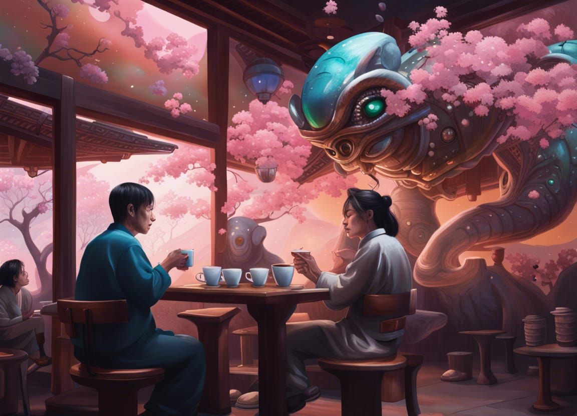 Drinking coffee in space coffee shop ☕️ - AI Generated Artwork ...
