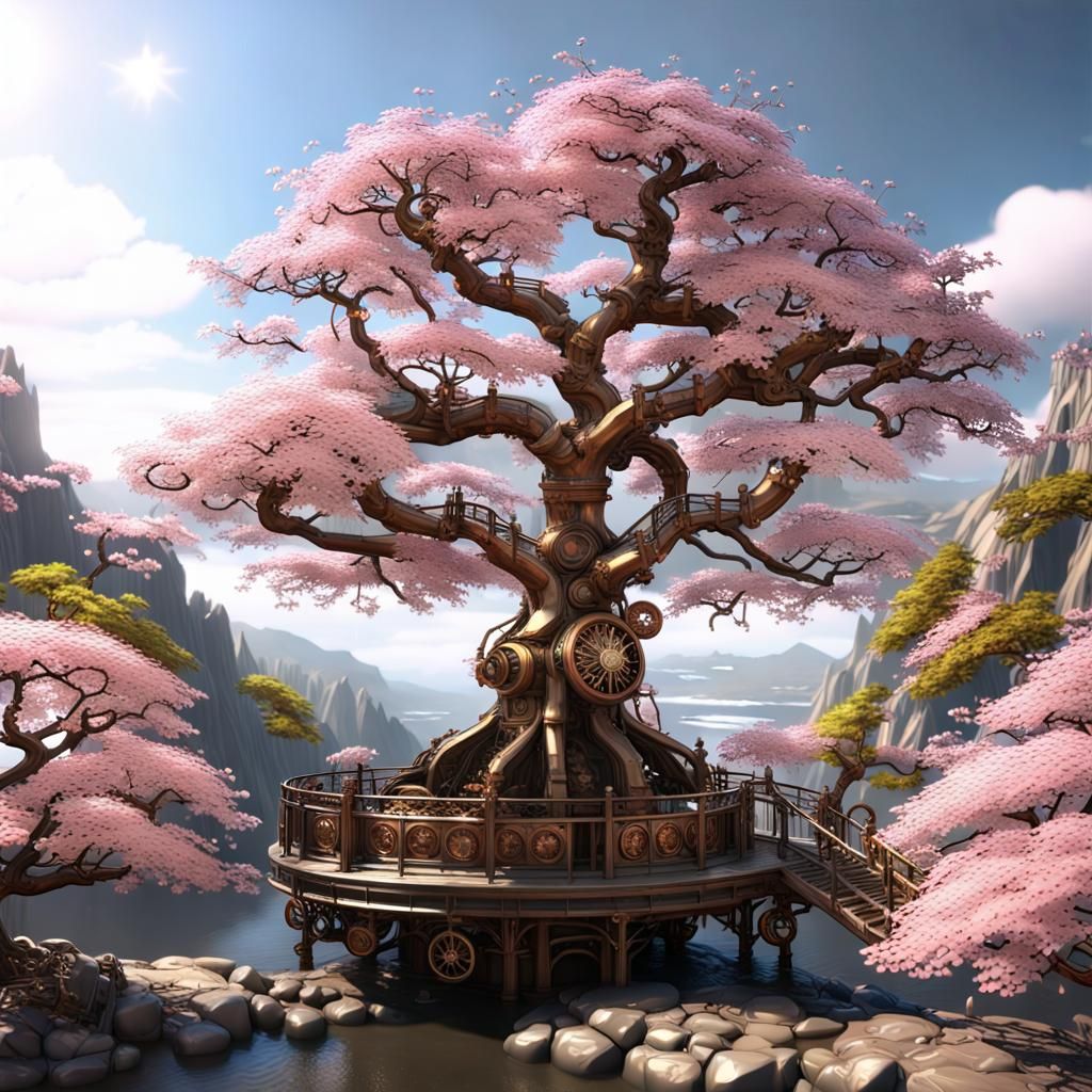 Sakura Tree VIII - AI Generated Artwork - NightCafe Creator