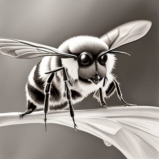 Bee, ink drawing - AI Generated Artwork - NightCafe Creator