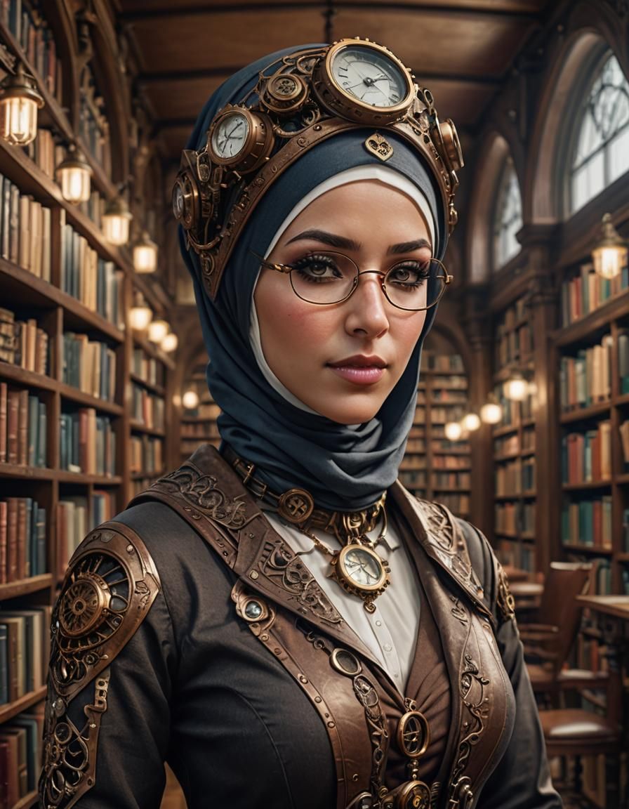 Steampunk librarian - AI Generated Artwork - NightCafe Creator