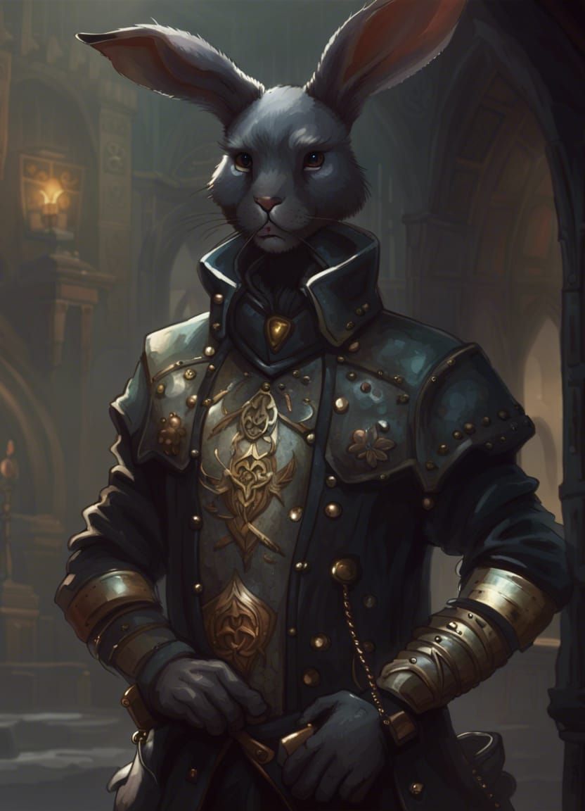 fantasy humanoid rabbit artificer whose fur is black - AI Generated ...