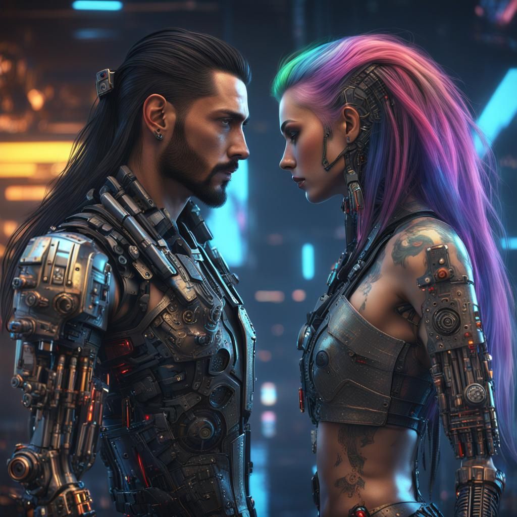 cyberpunk couple - AI Generated Artwork - NightCafe Creator