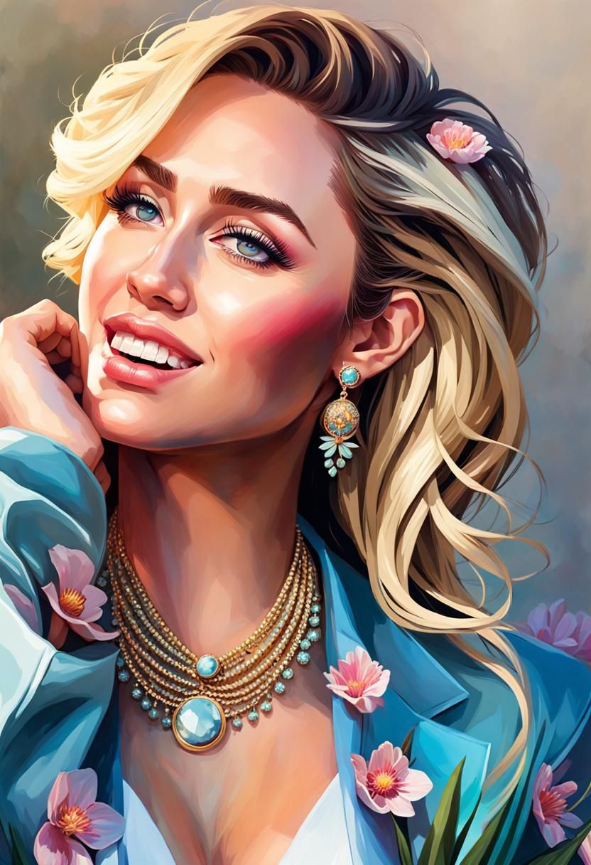 Miley Cyrus portrait 2023 - AI Generated Artwork - NightCafe Creator