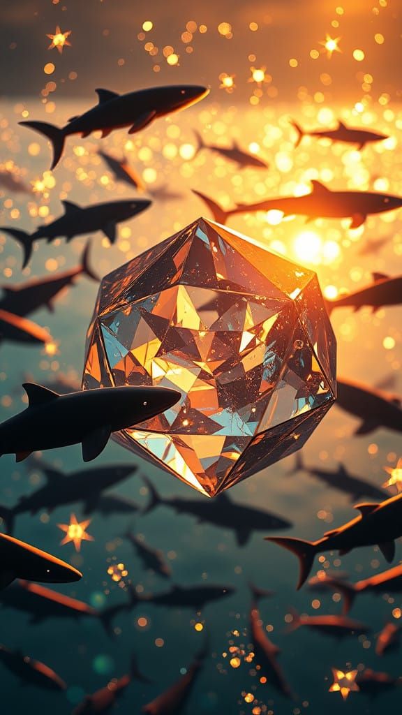 Wonder and amazement - Cosmic Glass D20 in Whimsical Underw...