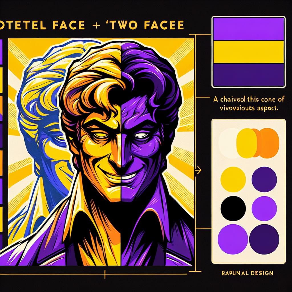 two face actor tommy lee jones cel-shaded yellow and purple Rafael ...