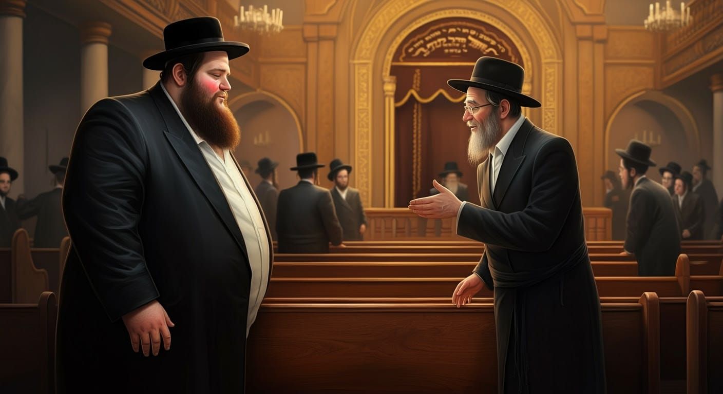 Hasidic Men in Synagogue: A Heartwarming Moment in... - AI Art