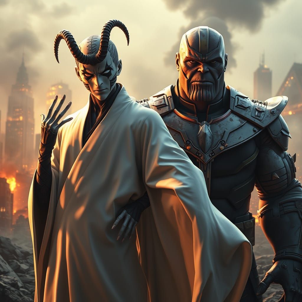 Hyper-Realistic Duo: Orochimaru and Thanos in Cine... - AI Art