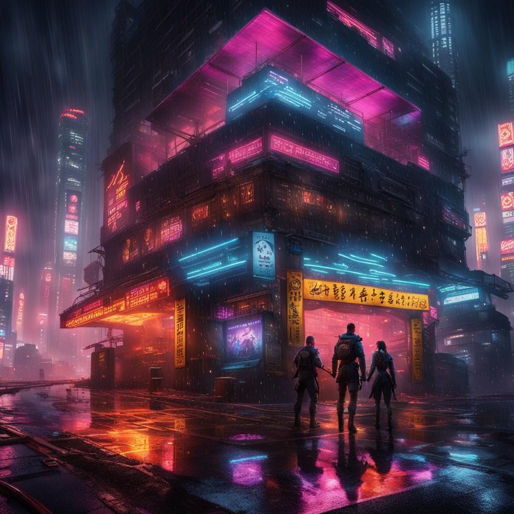 Neon town - AI Generated Artwork - NightCafe Creator