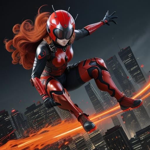 Lady bug superhero, jumping over lazers - AI Generated Artwork ...