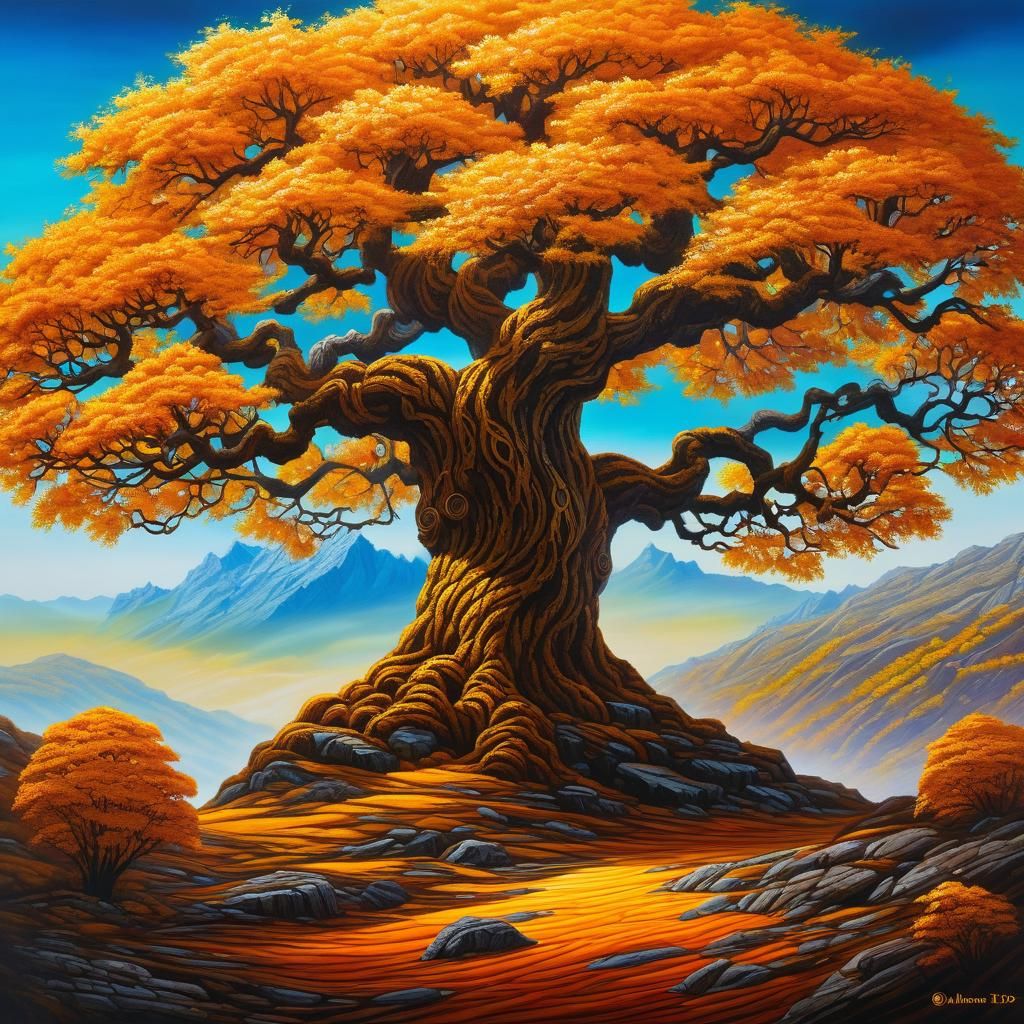 "Amber Tree" - AI Generated Artwork - NightCafe Creator