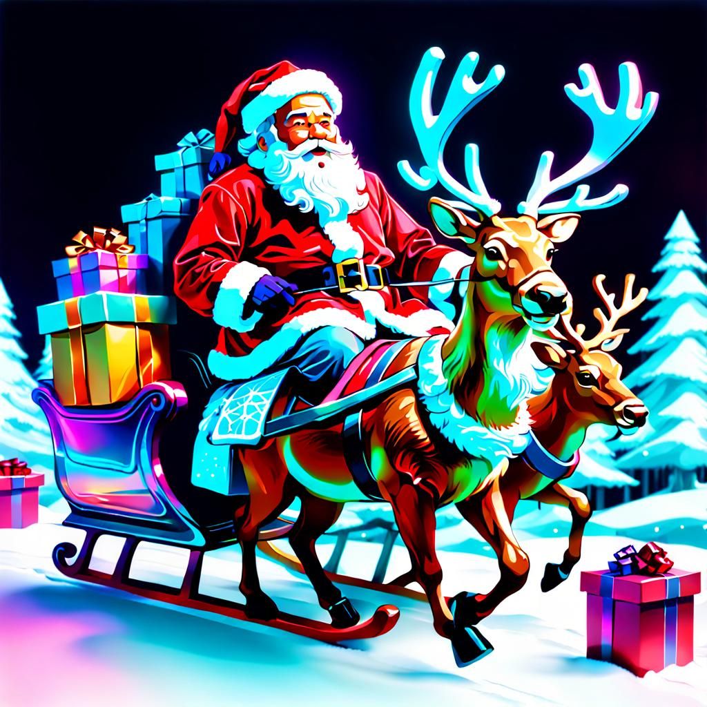 Neon Dream Santa Delivers Holiday Joy in a Visual ... - AI Art