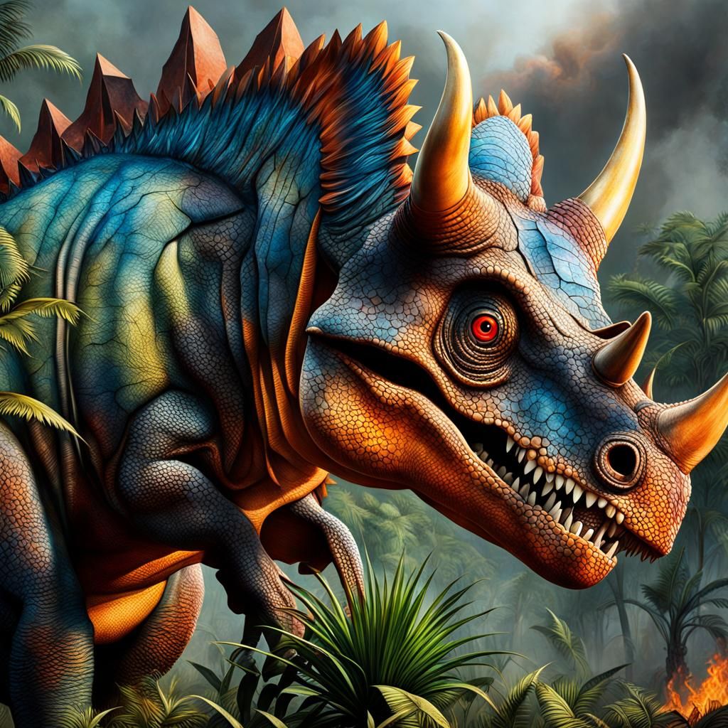 Dinosaurs - Hyper Realistic Dinosaur Portrait with Contrasti...