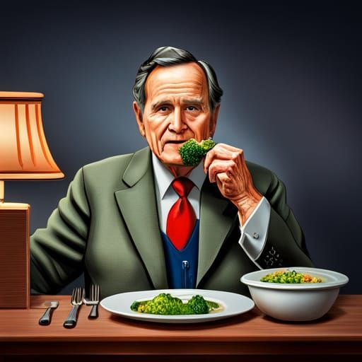 George H. W. Bush eating broccoli - AI Generated Artwork - NightCafe ...