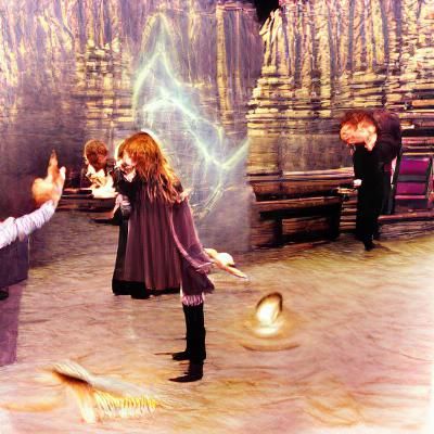 Hermoine casting spell on Harry Potter and Ron - AI Generated Artwork ...