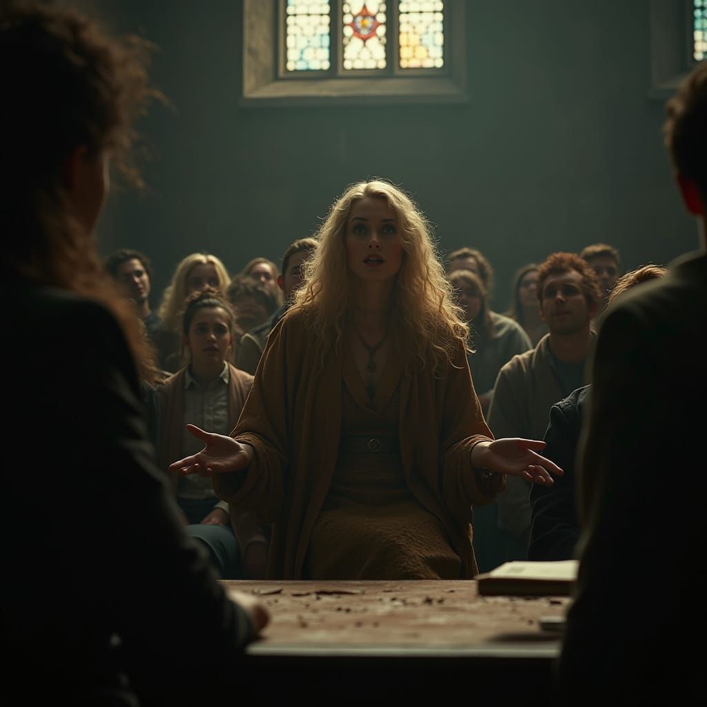 Professor Trelawney in a Haunting Divination Scene - AI Art