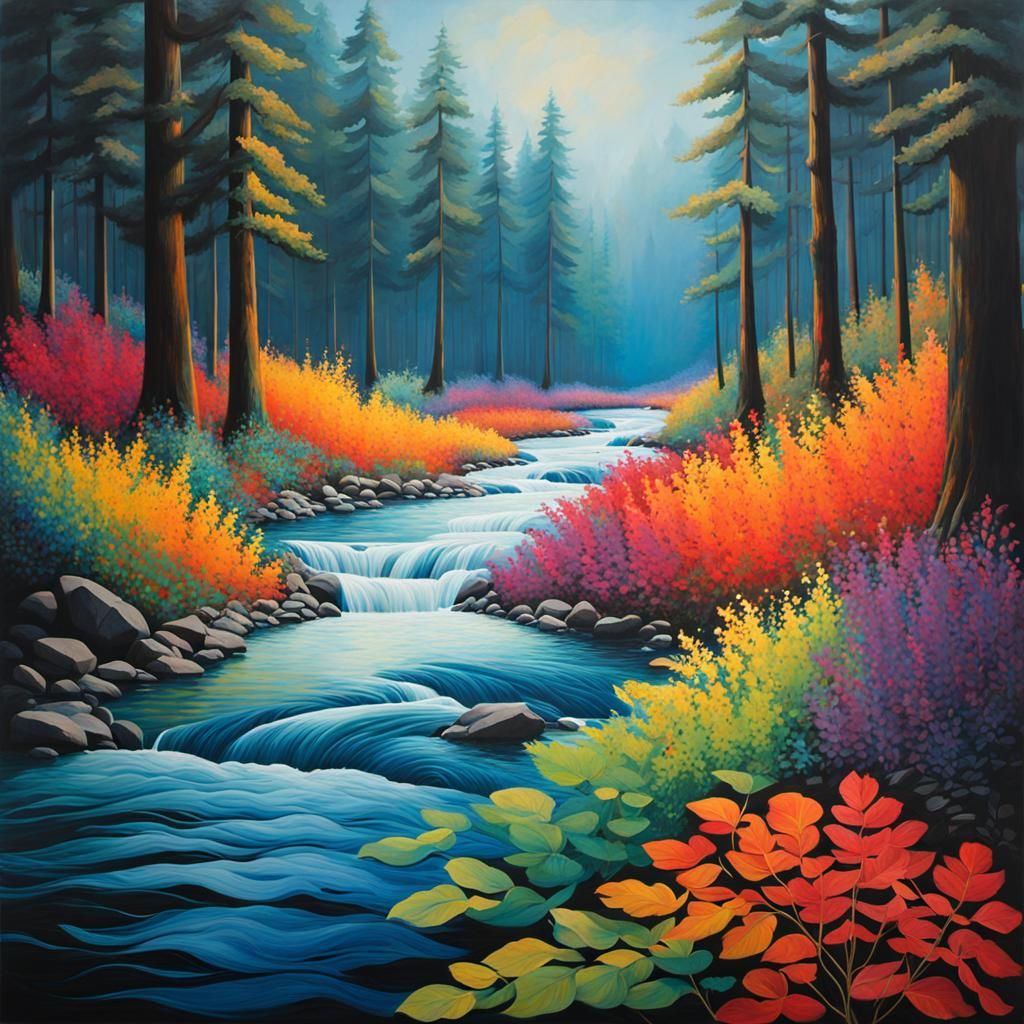 4 Pictures (1/4): Life like nature, everything flows. - AI Generated ...