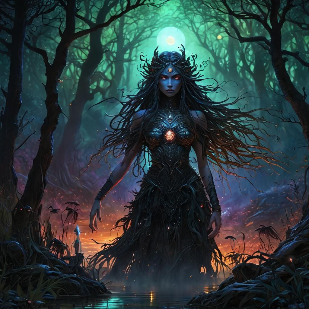 (thousand eyes 1.7): dark evil swamp: creatures glowing eyes in the ...