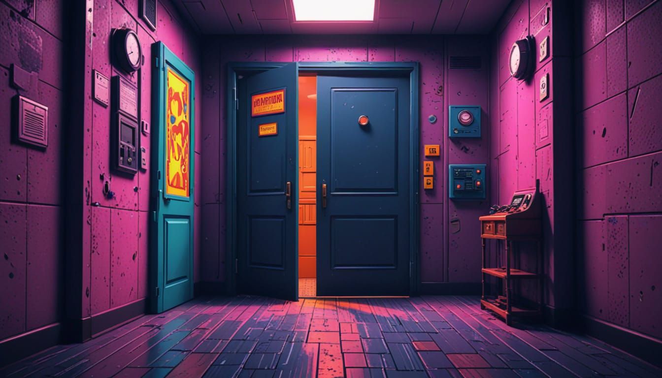 Time Travel Door in Vibrant Pop Art Style - AI Art