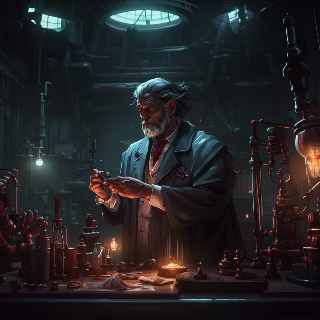 Evil doctor in a lab - AI Generated Artwork - NightCafe Creator