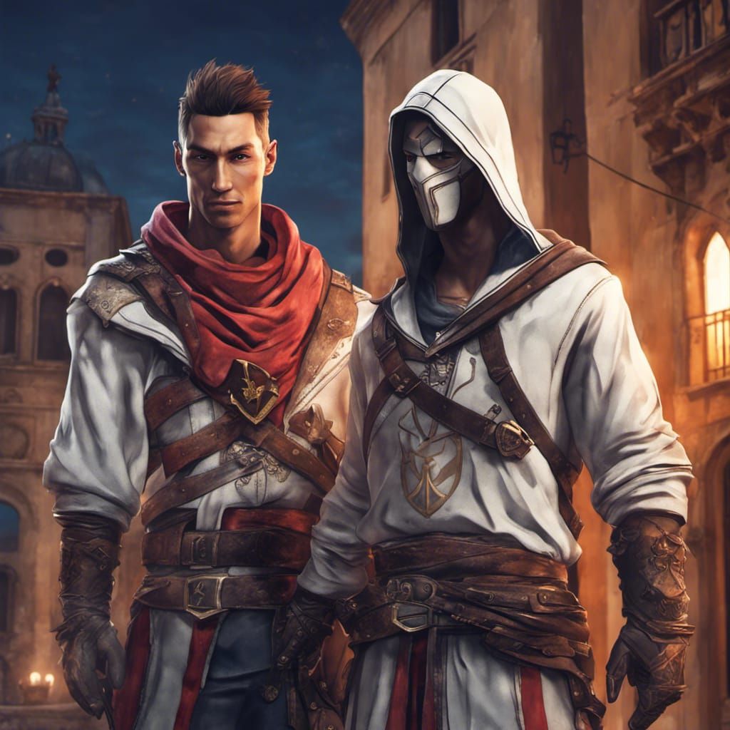 a digital cartoon styled art of a selfie of Messi and Cristiano Ronaldo ...