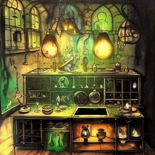 Spooky kitchen - AI Generated Artwork - NightCafe Creator