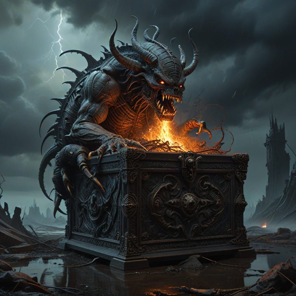 A vivid and haunting, hyperrealistic, hyper-detailed Ink and oil ...