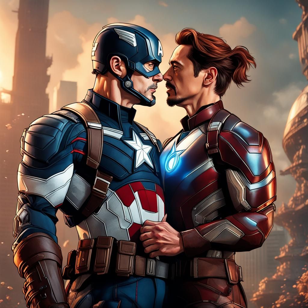 captain America and tony stark in love - AI Generated Artwork ...