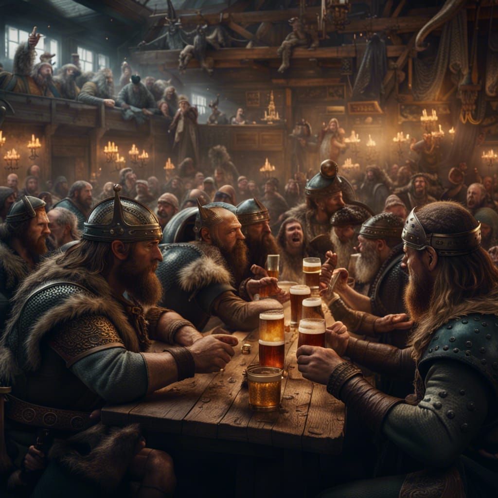 Viking Beer Hall - AI Generated Artwork - NightCafe Creator