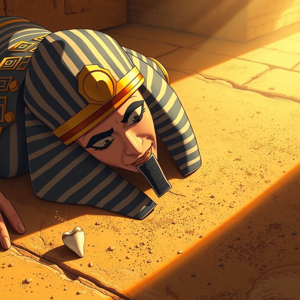 Ancient Egyptian Pharaoh's Guard Falls in Regal, E... - AI Art