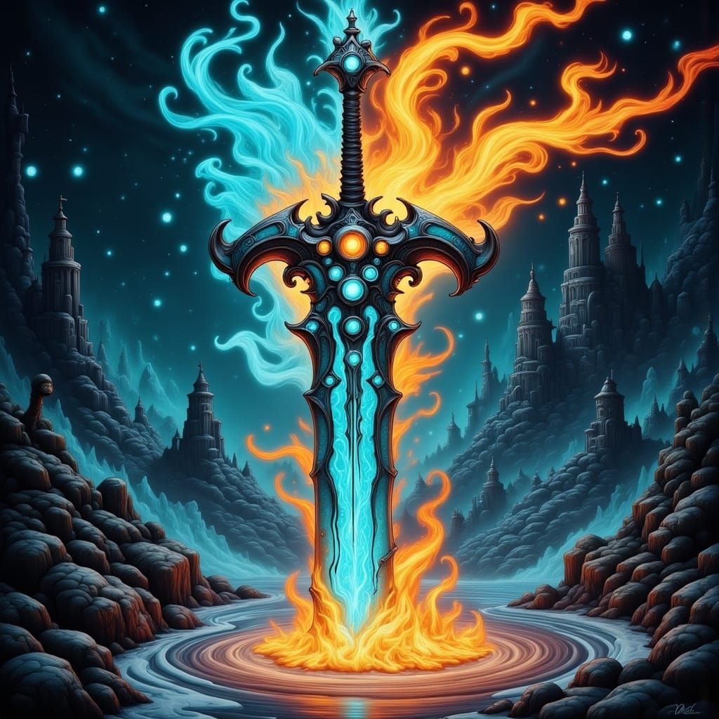 Fire and Ice Sword - Ethereal Sword of Blazing Frost