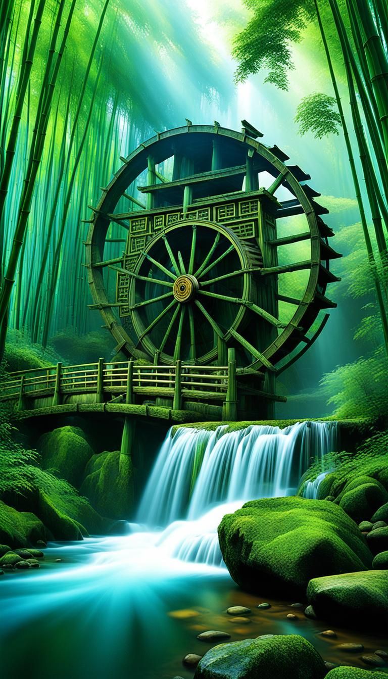 Chinese Waterwheel - AI Generated Artwork - NightCafe Creator