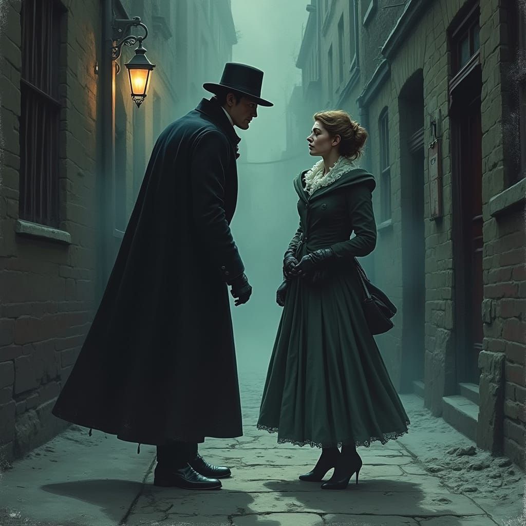 Jack the Ripper's Warning: A Pulp Comic Scene - AI Art