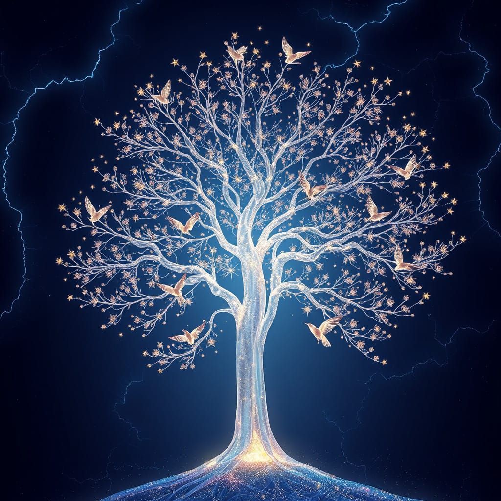 10 Tree Life - Celestial Tree of Whispers in Iridescent Hues