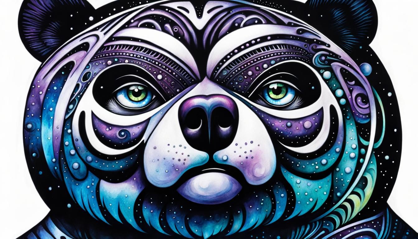 Psychedelic hippie rave Obese Bear, cosmic surrealism fantasy 8k ...