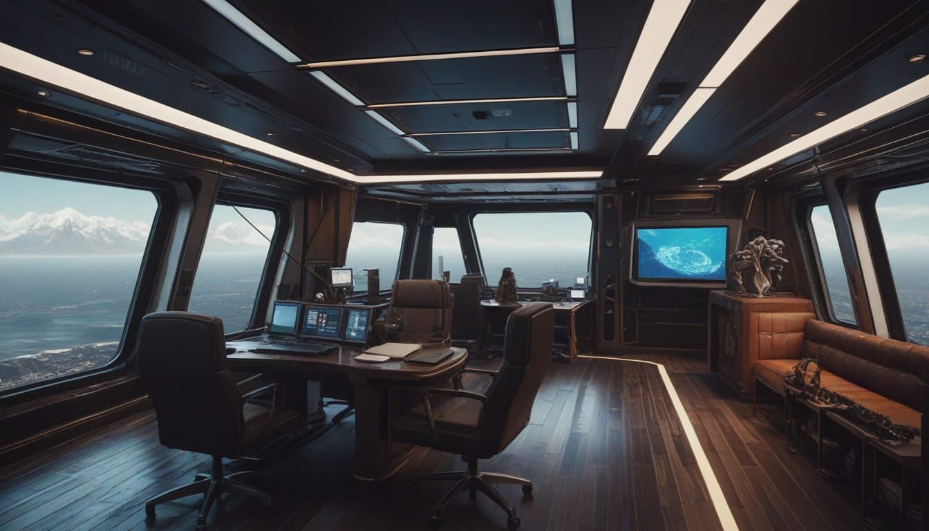 Futuristic Spaceship Command Bridge in Modern Mini... - AI Art