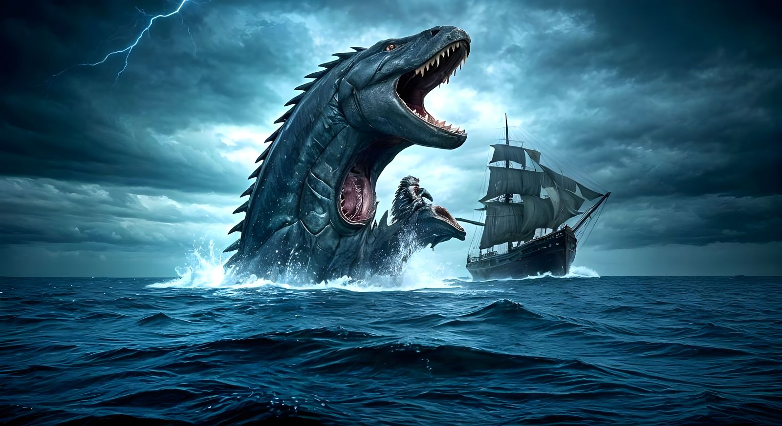 scary Dunkleosteus on steroids eating ships