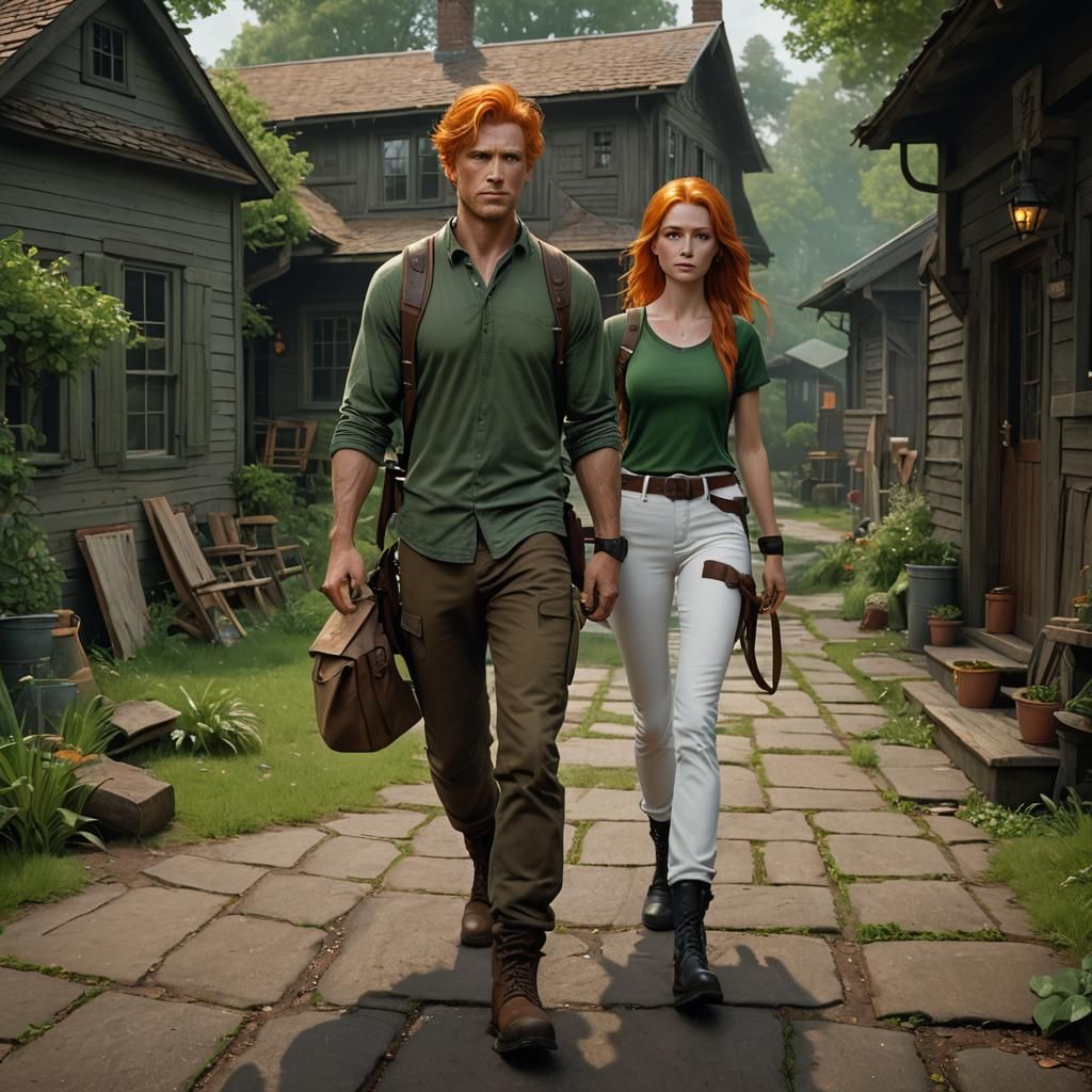 Steve and Alex of minecraft walking outside their house, realistic - AI ...