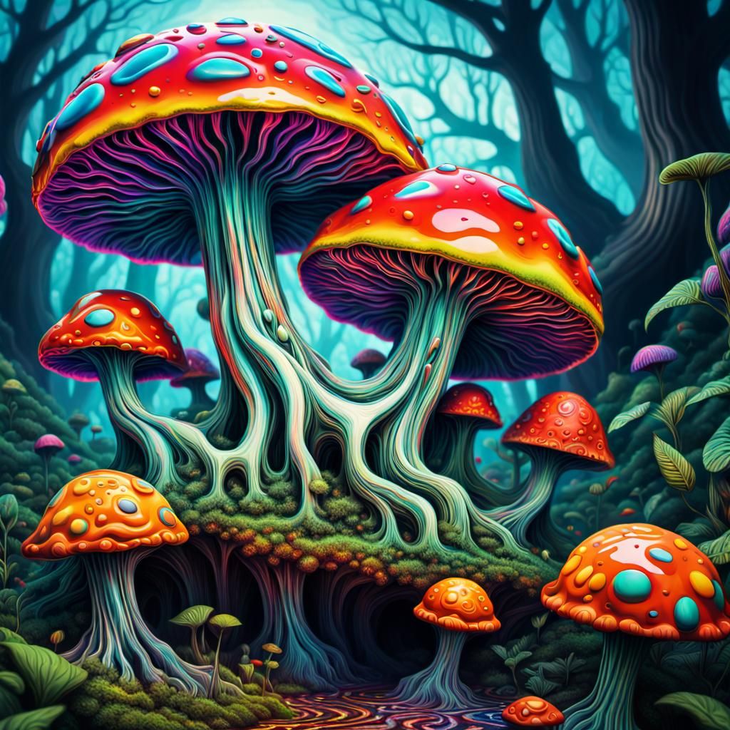 Psychedelic Shrooms - AI Generated Artwork - NightCafe Creator