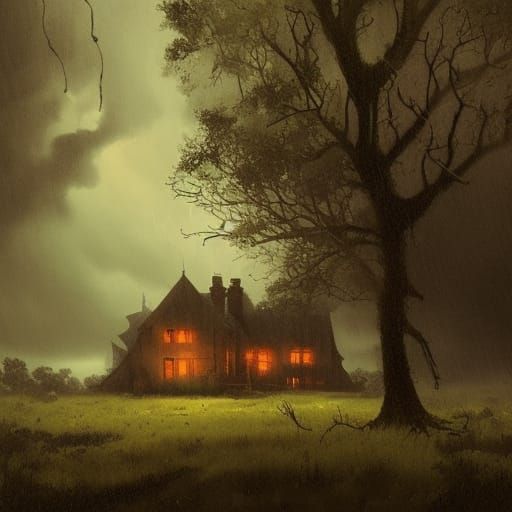 Burning farmhouse - AI Generated Artwork - NightCafe Creator