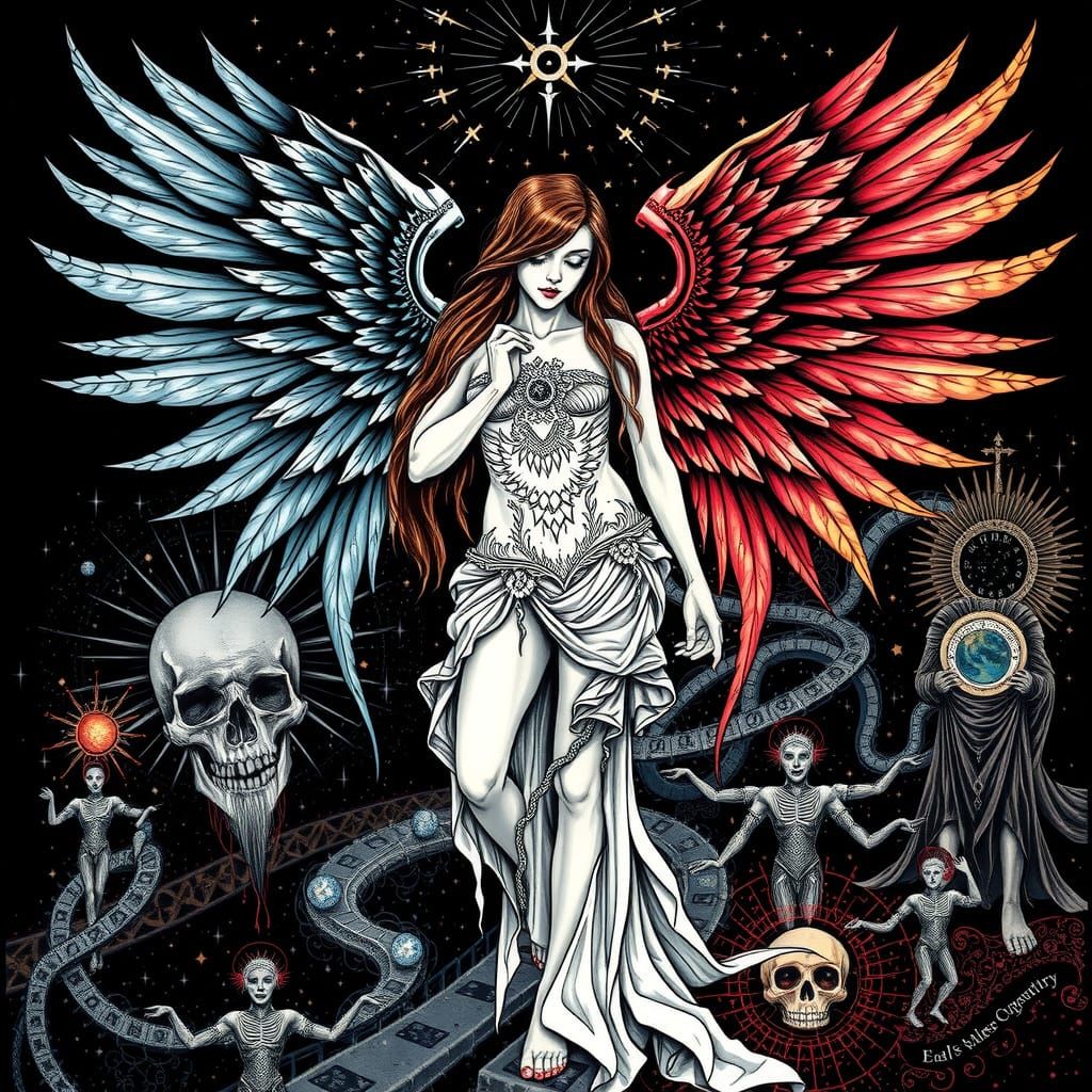 Angel of Transcendence in Psychedelic Patterns - AI Art