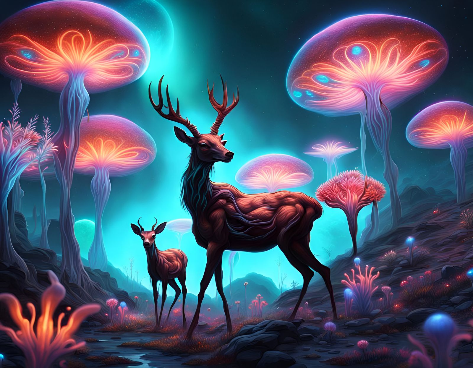 Bioluminescent Alien Deer Planet 2 - AI Generated Artwork - NightCafe ...