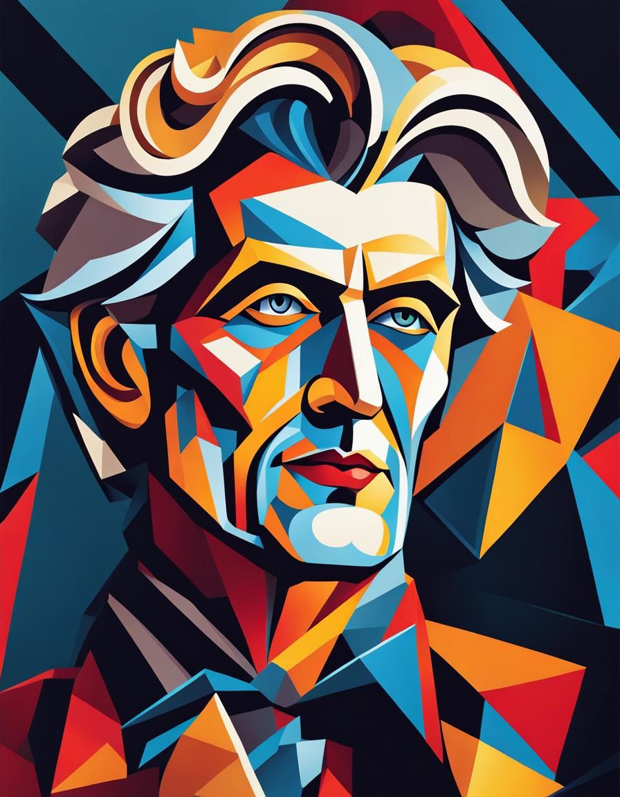 Andrew Jackson cubist painting, Neo-Cubism, layered overlapping ...