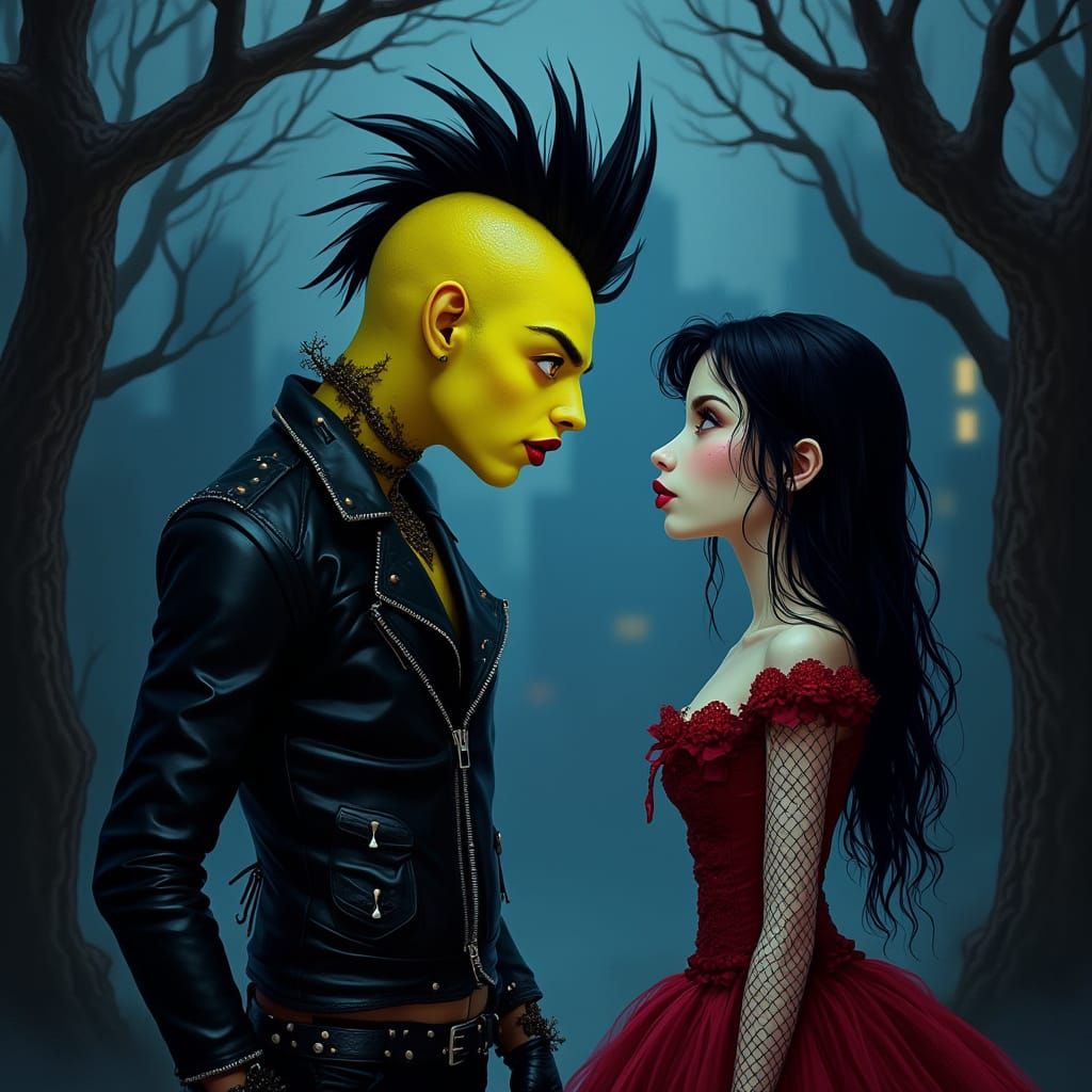 Gothic Emo Lemon in Love with a Strawberry Woman A... - AI Art