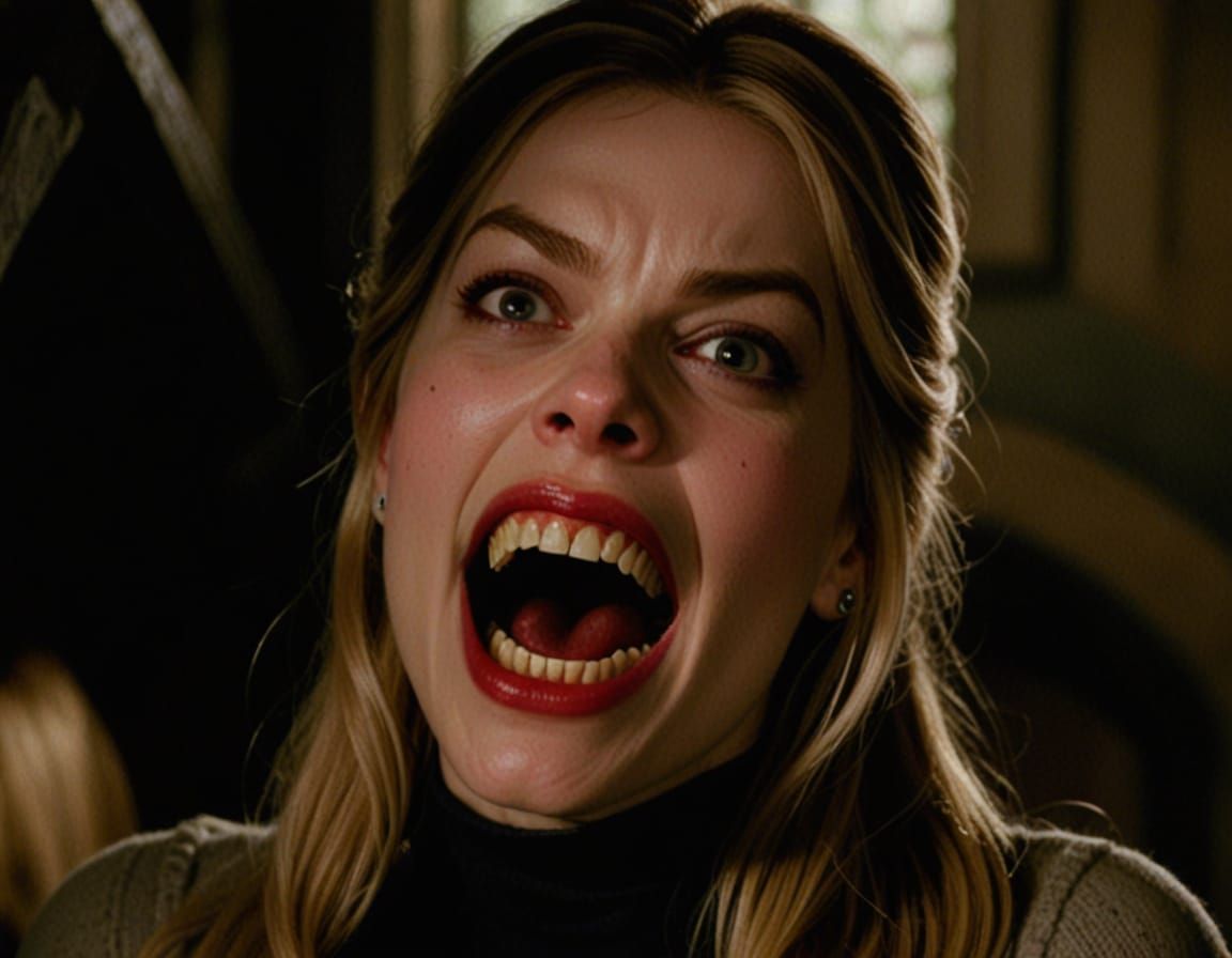 Gothic Vampire Goddess in a Fierce Roar - AI Art