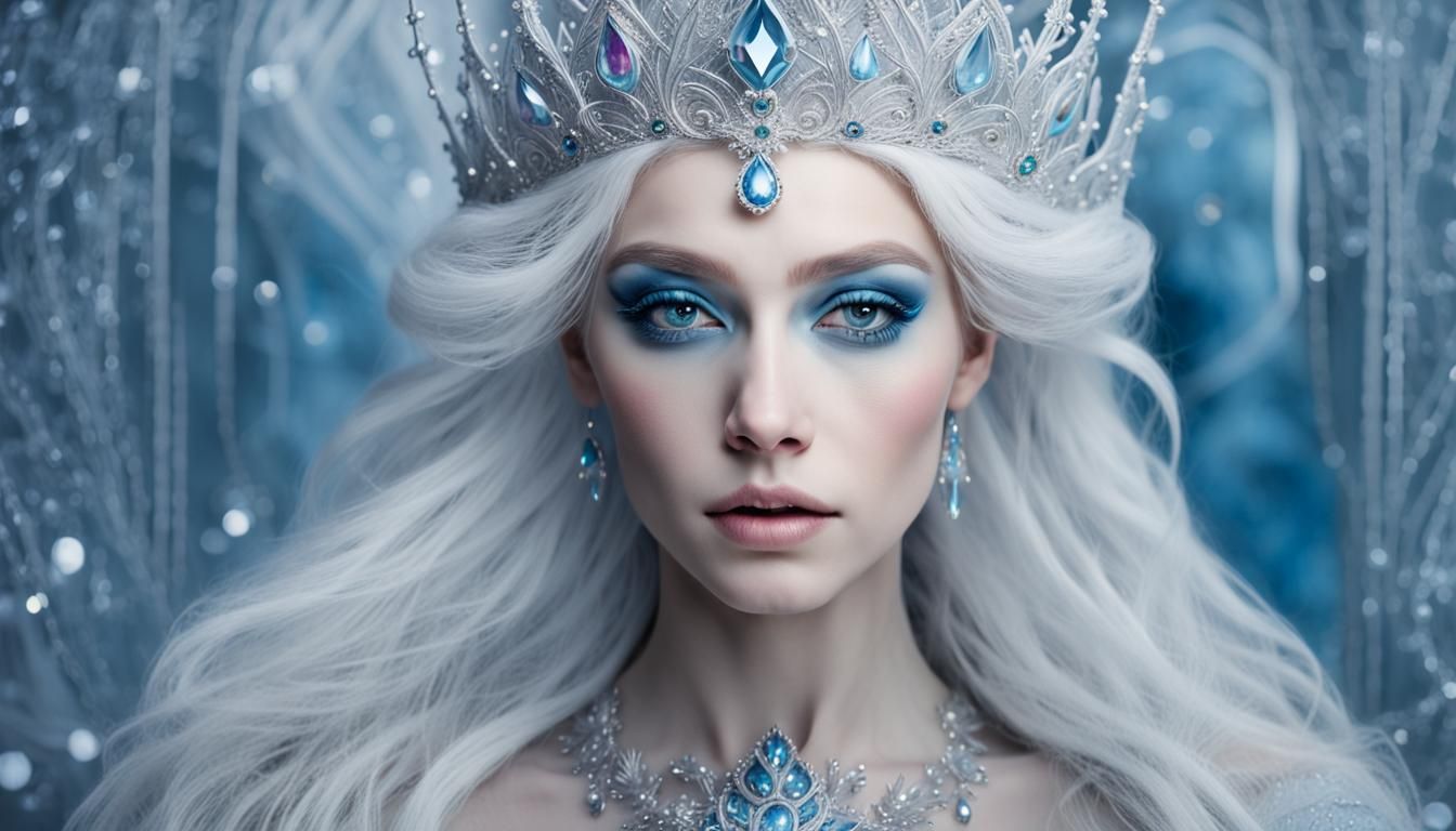Icy Blue Goddess Reigns Supreme in Winter Wonderla... - AI Art
