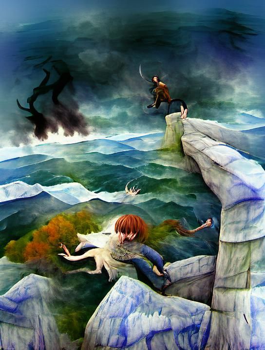 Falling off the edge of the world fantasy illustration - AI Generated ...