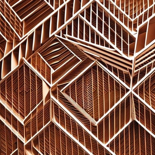 abstract geometric laser cut stencil, Origami folds made of copper ...