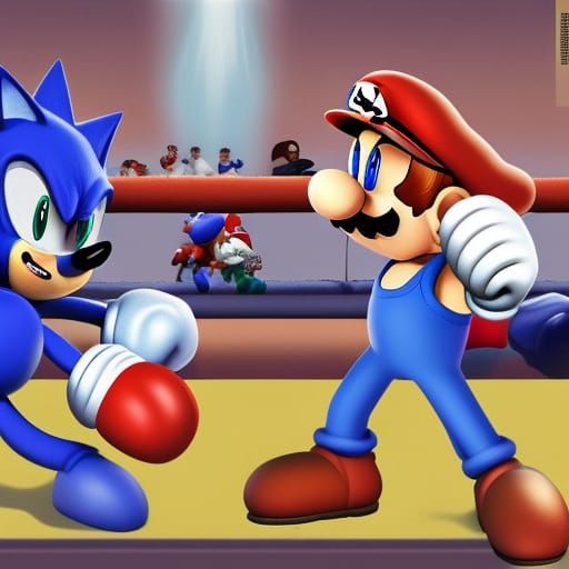 Mario vs sonic in a boxing match - AI Generated Artwork - NightCafe Creator